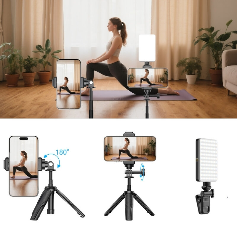 Осветитель с держателем смартфона Apexel JJ077FL Vlog Light Tripod Kit ...
